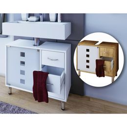 Vcm Holz Waschbeckenunterschrank Badschrank Ma&szlig;e: H. 58 x B. 67 x T. 30 cm 1 ESG-Sicherheitsglast&uuml;r 3 Schubladen modernes Badezimmerm&ouml;bel - Darola