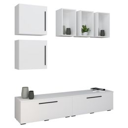 Vcm TV M&ouml;bel Wohnwand mit ausreichend Stauraum Anbauwand Ma&szlig;e H. 200 x B. 190 x T. 40 cm Fernseh M&ouml;bel &ndash; Arila L