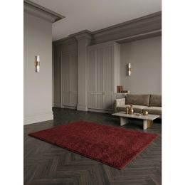 KADIMA DESIGN Kurzflorteppich MAIN, einfarbig, Rot, 140 x 200 cm