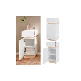 VICCO Midischrank Badschrank Badezimmerschrank Gloria Wei&szlig; Sonoma 33 x 76 cm modern Badezimmer T&uuml;r Schublade 2 F&auml;cher