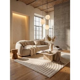 KADIMA DESIGN Hochflorteppich Organische B&ouml;gen mit 3D-Effekt Creme 80x150 cm Waschbar