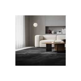KADIMA DESIGN Kurzflorteppich Waschbar ISAR, einfarbig, Schwarz, &Oslash; 160 cm