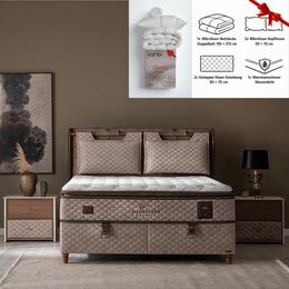 Bambi Boxspringbett, Braun, Holz, Metall, 90x200 cm, Schlafzimmer, Betten, Boxspringbetten