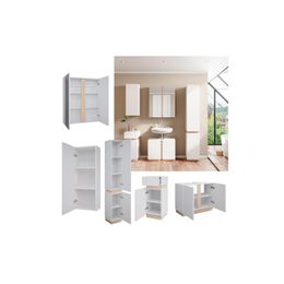 VICCO Badm&ouml;belset Gloria Wei&szlig; Sonoma modern Badezimmer Spiegelschrank WaschtischunterschrankHochschrank Midischrank H&auml;ngeschrank