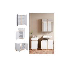 VICCO Badm&ouml;belset Gloria Wei&szlig; Sonoma modern Badezimmer Spiegelschrank Waschtischunterschrank Midischrank