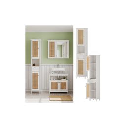 VICCO Hochschrank Rosario 32 x 170 cm, Wei&szlig;, 2 T&uuml;ren, 1 Schublade, Badschrank, modern