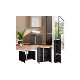 VICCO Badm&ouml;belset Gloria Anthrazit Sonoma modern Badezimmer Spiegelschrank Waschtischunterschrank Hochschrank