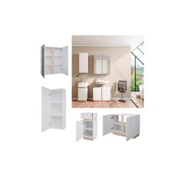 VICCO Badm&ouml;belset Gloria Wei&szlig; Sonoma modern Badezimmer Spiegelschrank Waschtischunterschrank Midischrank H&auml;ngeschrank