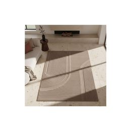 KADIMA DESIGN Kurzflorteppich Waschbar LAVAREDO, im Boho-Stil, aus Microfaser, Beige, 160 x 230 cm
