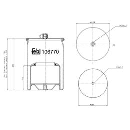 febi bilstein Federbalg, Luftfederung 106770 Hinterachse 197mm f&uuml;r Mercedes