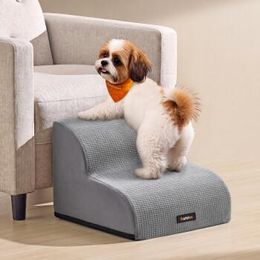 FEANDREA Hundetreppe, 2/3 Stufen, Schaumstoff, Rutschfest, Waschbar hellgrau M