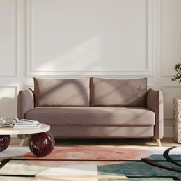 BRUNO Schlafsofa 140cm in Braun | Pillow | stabiles Massivholz & Boxspringkomfort