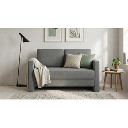 BRUNO Schlafsofa 120cm in Dunkelgrau | Schmal | stabiles Massivholz & Boxspringkomfort