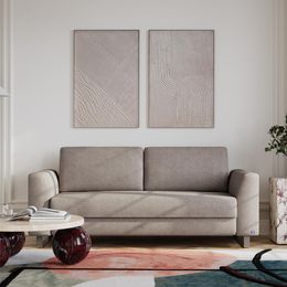 BRUNO Schlafsofa 140cm in Taupe Grau-Braun | Klassik | stabiles Massivholz & Boxspringkomfort