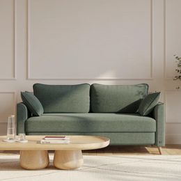BRUNO Schlafsofa 140cm in Gr&uuml;n | Flow | stabiles Massivholz & Boxspringkomfort