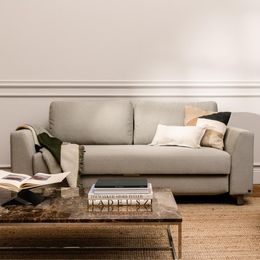 BRUNO Schlafsofa 140cm in Hellgrau | Klassik | stabiles Massivholz & Boxspringkomfort