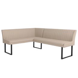 Eckbank MCW-O82, Esszimmerbank Bank, Kunstleder Metall 159x210cm ~ beige