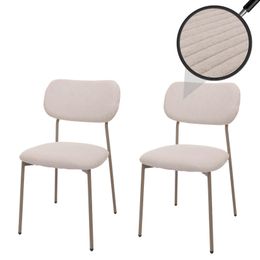 2er-Set Esszimmerstuhl MCW-O26, K&uuml;chenstuhl Polsterstuhl Stuhl, Cord (330g/m&sup2;) Stoff/Textil Metall ~ beige