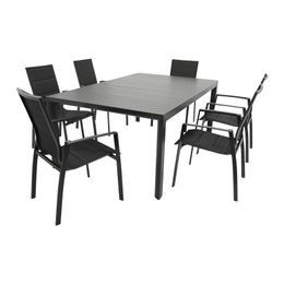 DEGAMO Garnitur LAGOS XL 7-teilig, Alu + Kunstgewebe schwarz