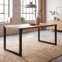 Esszimmertisch FineBuy Esstisch Akazie Holz Massiv Metall K&uuml;chentisch Industrial