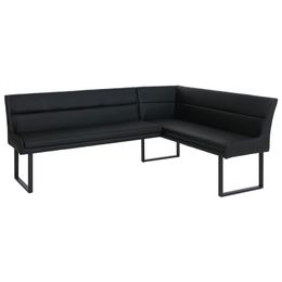 Eckbank MCW-O81, Esszimmerbank Bank, Kunstleder Metall 209x158cm ~ schwarz