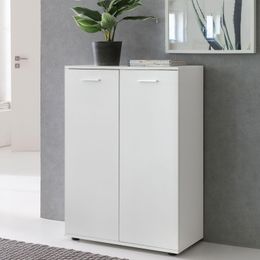 FineBuy Sideboard 70cm wei&szlig; mit 2 T&uuml;ren und Einlegeb&ouml;den Kommode f&uuml;r Ordner Aktenschrank modern