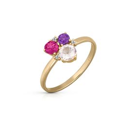 OROLINO Ring Gold 585 mit Rosaquartz Amethyst Rhodolith Brillant