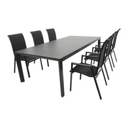 DEGAMO Garnitur LAGOS XL 7-teilig, Alu + Kunstgewebe schwarz
