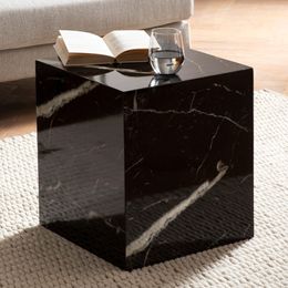 Couchtisch FineBuy Sofatisch MONOBLOC Marmor Optik 40x40x45 cm Wohnzimmertisch