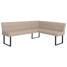 Eckbank MCW-O81, Esszimmerbank Bank, Kunstleder Metall 209x158cm ~ beige