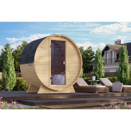 Karibu 38mm Fasssauna Keila S Set natur inkl. 3,6 kW Saunaofen