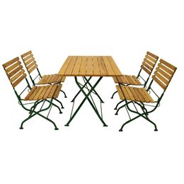 DEGAMO Klappgarnitur PASSAU 5-teilig, Flachstahl gr&uuml;n + Robinie, klappbar