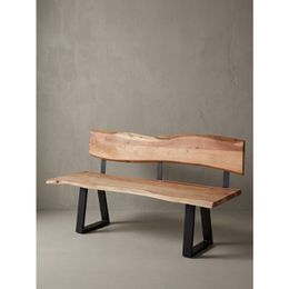 KADIMA DESIGN Esszimmerbank Massivholz Baumkante mit Lehne, Akazie 180x60x86 cm