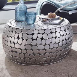 Couchtisch FineBuy Sofatisch Metall Silber &Oslash; 66 cm Tisch Wohnzimmertisch Rund