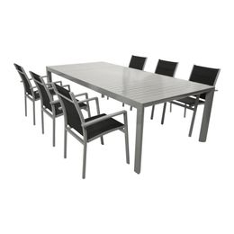 DEGAMO Garnitur BAGO XL 7-teilig, Alu + Kunstgewebe schwarz