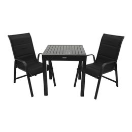 DEGAMO Garnitur ALCUDIA 3-teilig, Aluminium anthrazit + Kunstgewebe schwarz
