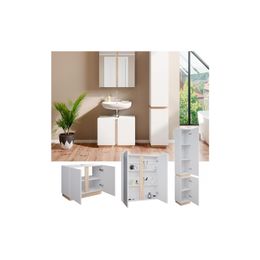 VICCO Badm&ouml;belset Gloria Wei&szlig; Sonoma modern Badezimmer Spiegelschrank Waschtischunterschrank Hochschrank