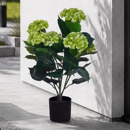 K&uuml;nstliche Hortensie MCW-Q86, Dekopflanze Kunsthortensie Kunstpflanze, Outdoor Polyethylen 64x40x40cm ~ gr&uuml;n