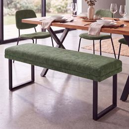 Sitzbank MCW-O81, Polsterbank Garderobenbank Esszimmerbank, Metall Stoff &Ouml;ko-Tex Chenille (310g/m&sup2;) 120cm ~ gr&uuml;n