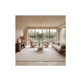 KADIMA DESIGN Outdoorteppich ENGADIN, im Skandi-Stil mit 3D-Design, aus Polypropylen, Creme, 200 x 290 cm