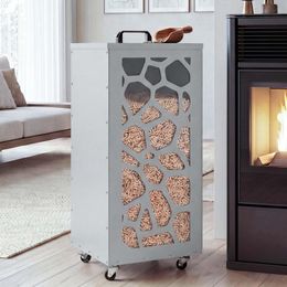 Pelletbeh&auml;lter MCW-Q30 Waben, Pelletbox Aufbewahrungsbox f&uuml;r z.B. Tierfutter, Rollen F&uuml;&szlig;e 86x37x37cm ~ wei&szlig;-hellgrau
