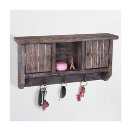 Schl&uuml;sselbrett MCW-A48, Schl&uuml;sselkasten Schl&uuml;sselboard mit T&uuml;ren, Massiv-Holz MVG-zertifiziert ~ shabby braun