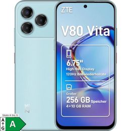 ZTE V80 Vita 4GB + 256GB Cyan Smartphone (6,75 Zoll, 50 MP, Triple-Kamera, 5.000-mAh, Octa-Core, Fingerabdrucksensor, Gesichtserkennung)