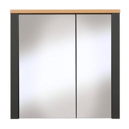 Inter Link Bad-Spiegelschrank Carbona mit 2 Spiegelt&uuml;ren & Glasb&ouml;den, Soft-Close, Anthrazit/Artisan Eiche