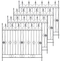 CLP 4er Set Eisen-Gartenz&auml;une Mangold Eisen, modularer Steckzaun ohne Betonieren, Rankzaun im Landhausstil f&uuml;r Garten und Terrasse