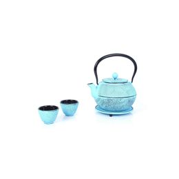Teeservice aus Gusseisen hellblau 1,1L