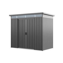 GFP Primeyard Ger&auml;tehaus BOB aus Metall Gartenhaus Ger&auml;teschuppen, grau 220x110x200 cm