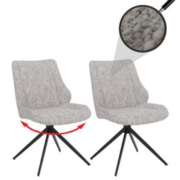 2er-Set Esszimmerstuhl MCW-O48, K&uuml;chenstuhl, drehbar Auto-Return, Stoff/Textil Chenille (410g/m&sup2;) ~ creme