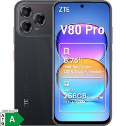 ZTE V80 Pro 8GB + 256GB Black Smartphone (6,75 Zoll, 108 MP, Triple-Kamera, 5.000-mAh, Octa-Core, Fingerabdrucksensor, Gesichtserkennung)