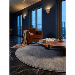 KADIMA DESIGN Kurzflorteppich MAIN, einfarbig, Grau, &Oslash; 120 cm